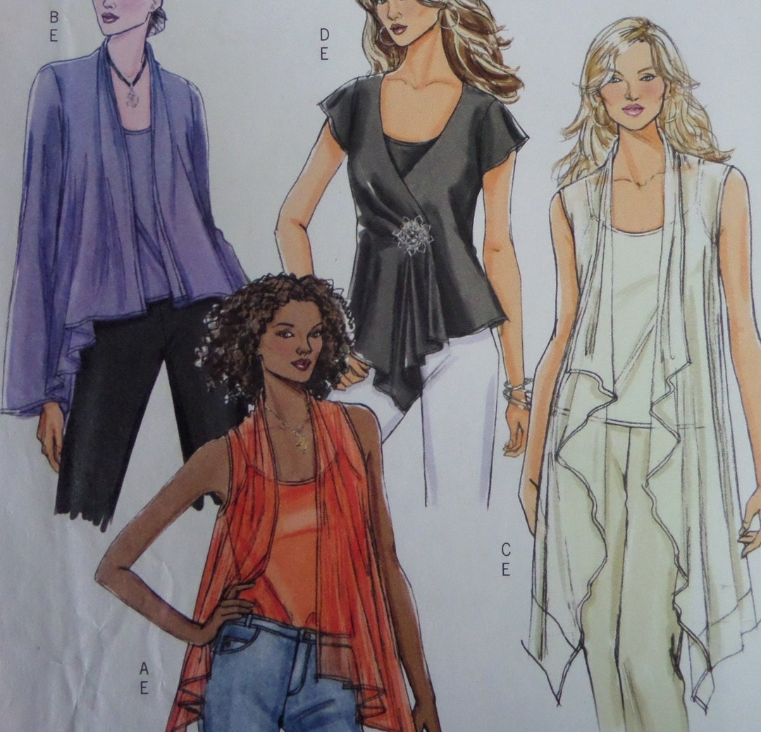 OPEN FRONT TOP Pattern Butterick 4989 Miss Sizes Drape Front Darted ...