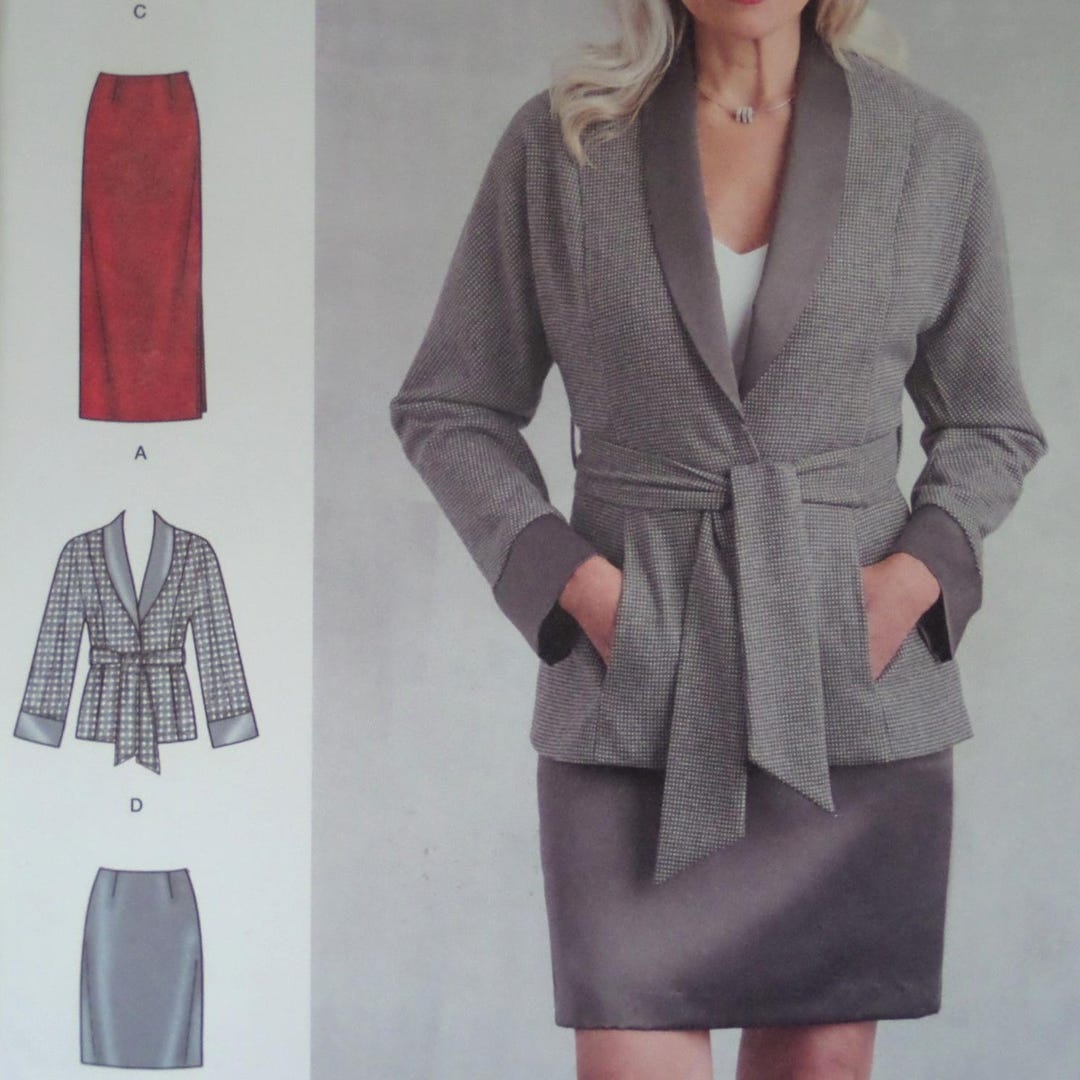 WRAP JACKET Pattern Simplicity 8795 Miss 16-24 Princess Seams Side Zip ...