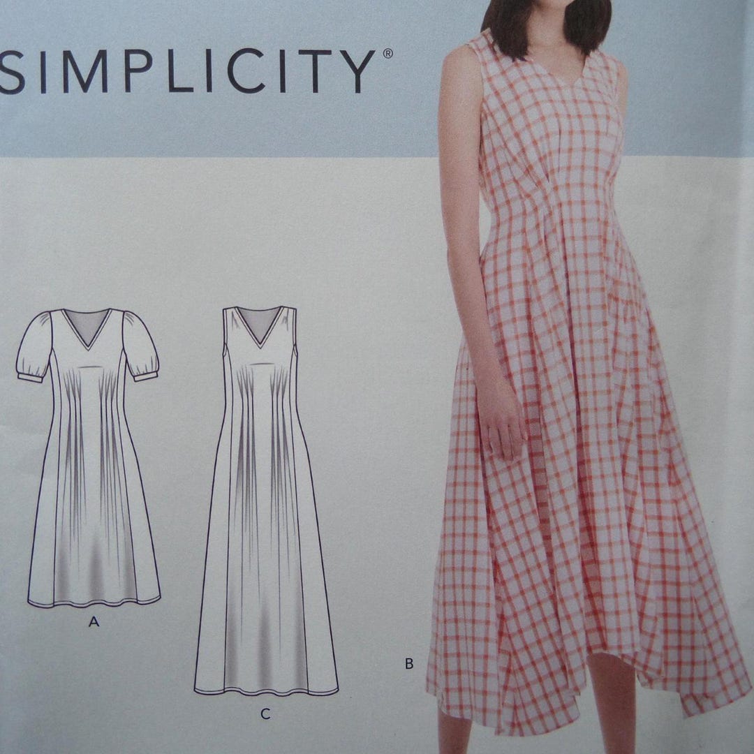 PLEATED DRESS Pattern • Simplicity 9134 • Miss 16-24 • Princess Seams ...