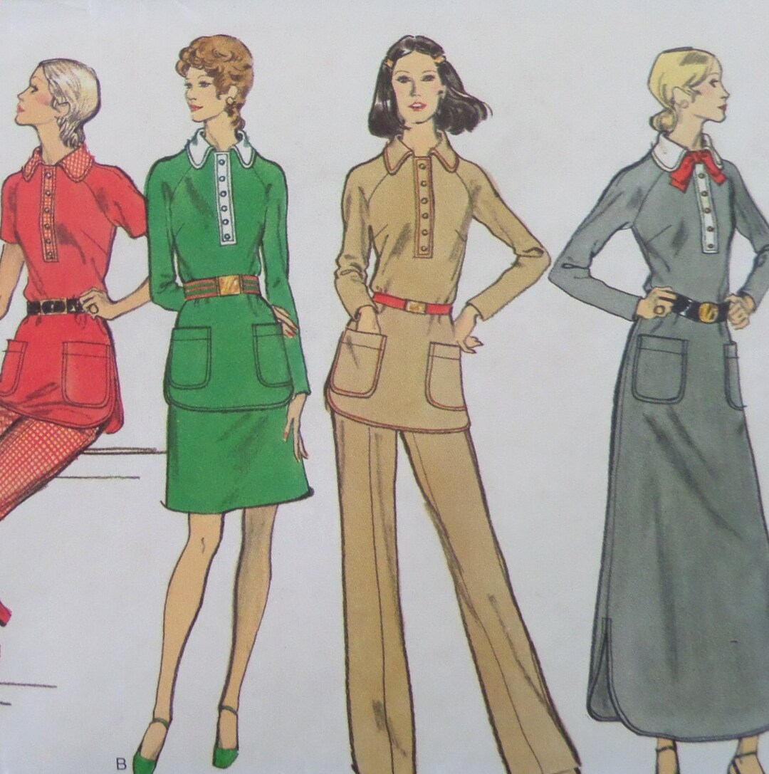 KNIT SLIM DRESS Pattern Vogue 8346 Miss 10 Shirttail Hem Tunic Pull on ...