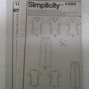 SCRUB PANTS Pattern Simplicity 1020 Womens 20W-28W Medical Scrubs Scrub Tops Womens Patterns ...
