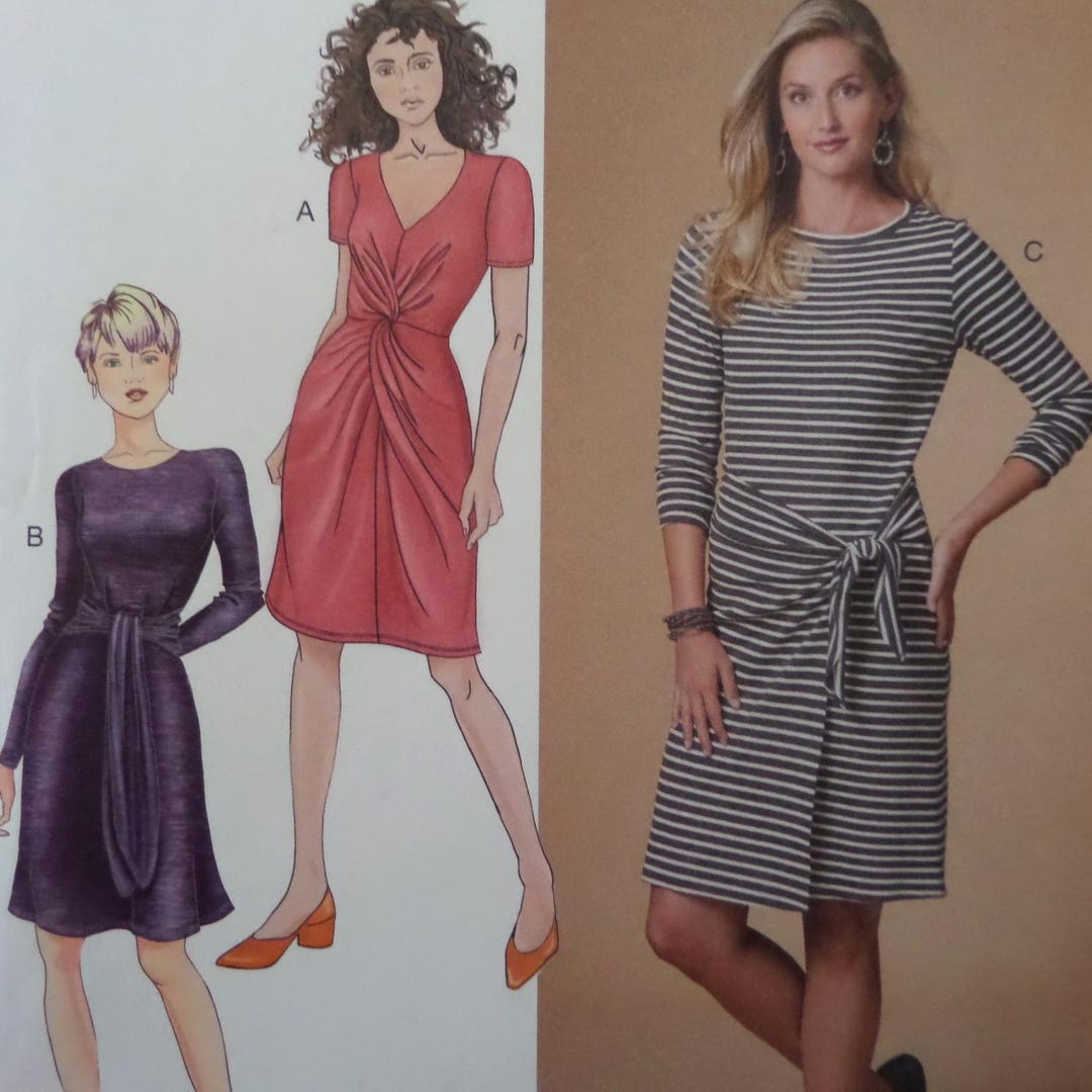 KNIT DRESS Pattern • Butterick 6624 • Miss 14-22 • Close Fit Dress ...