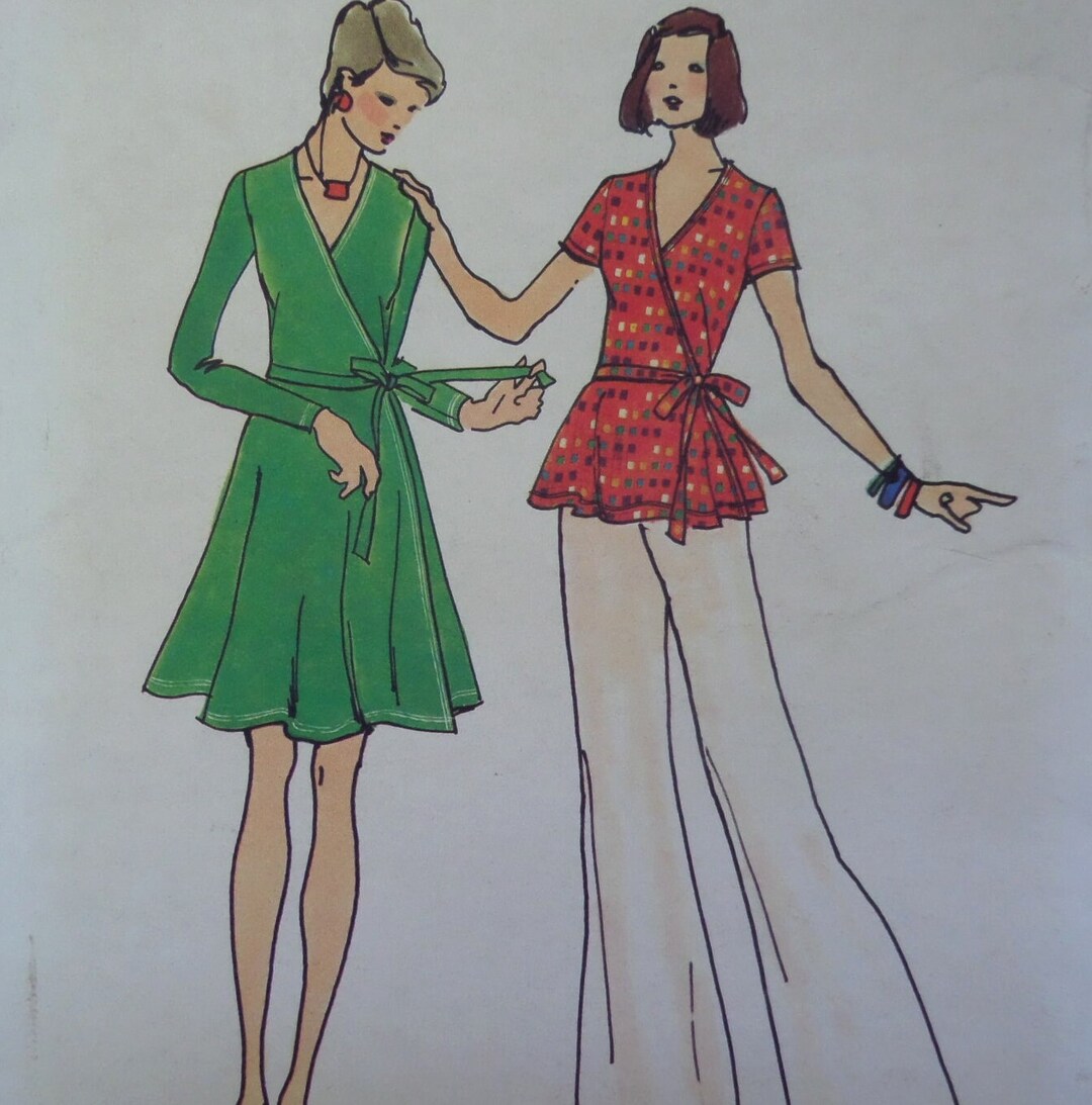 KNIT WRAP DRESS Pattern • Butterick 3519 • Miss 14 • Wrapped Top • Pull ...