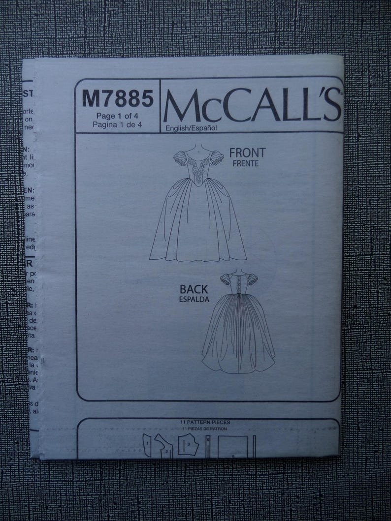 Georgian Dress Costume Pattern: Mccalls 7885, Miss Sizes, Uncut, Laced ...