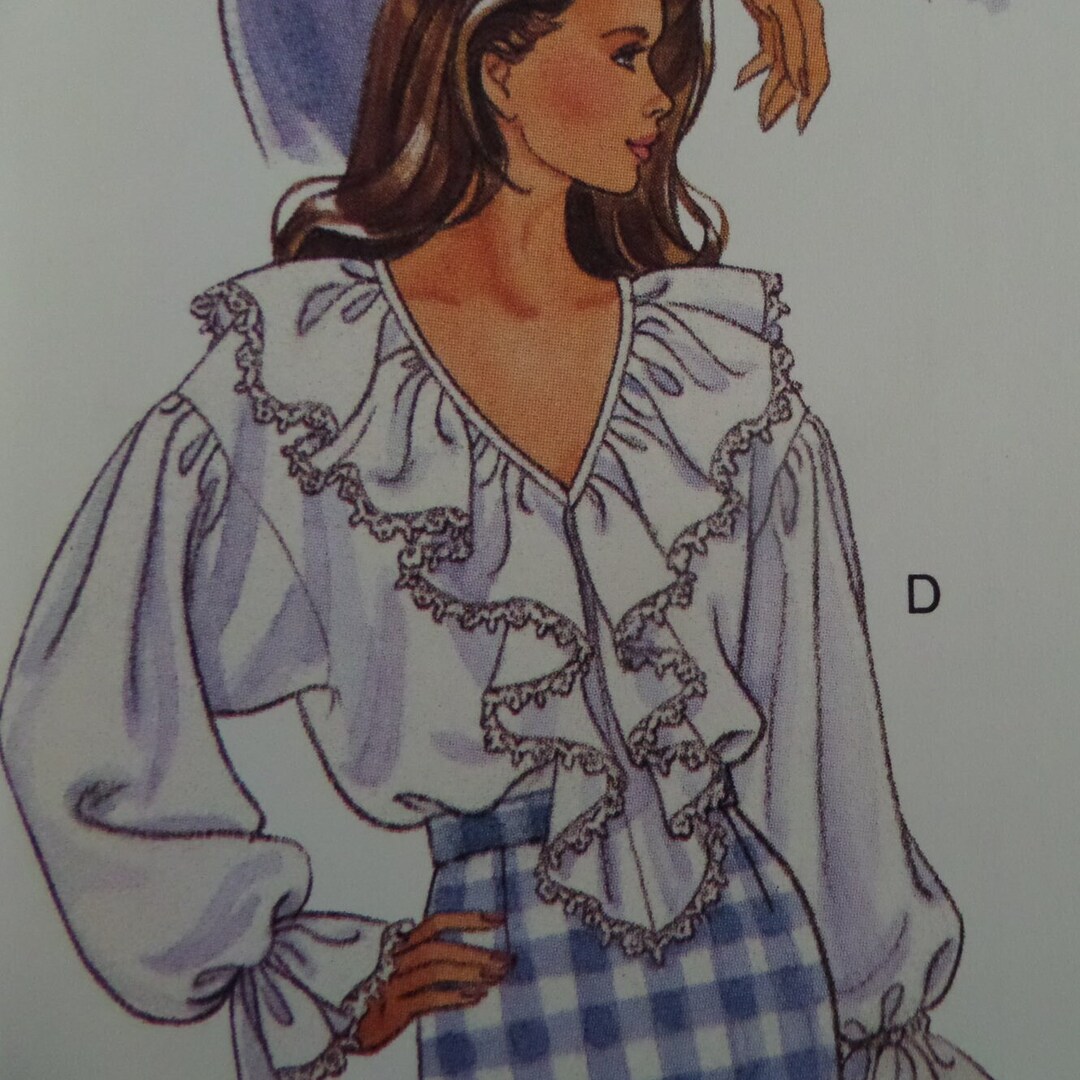 FLOUNCED BLOUSE Pattern Butterick 6717 Miss Sizes Peasant Blouse off ...