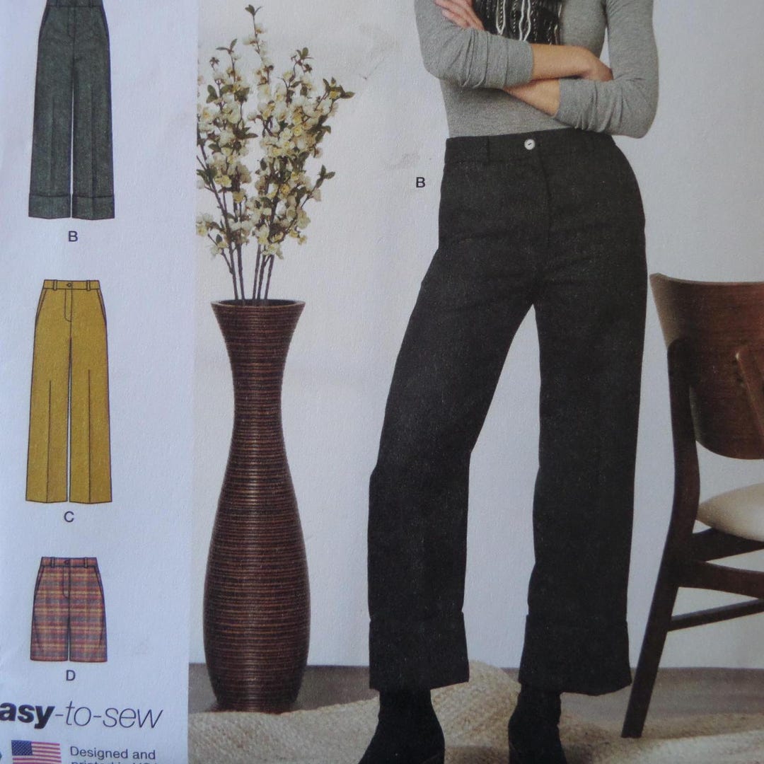 CUFFED PANTS Pattern Simplicity 9647 Miss 14-22 Shorts Zip Pants Slash ...