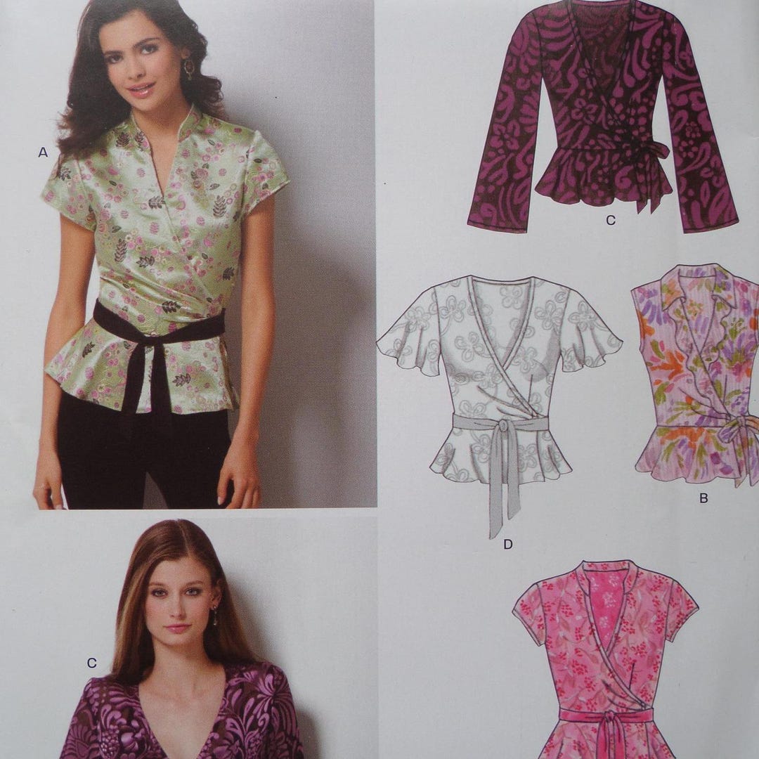 PEPLUM WRAP TOP Pattern • New Look 6755 • Miss 8-18 • Tie Wrapped Top ...