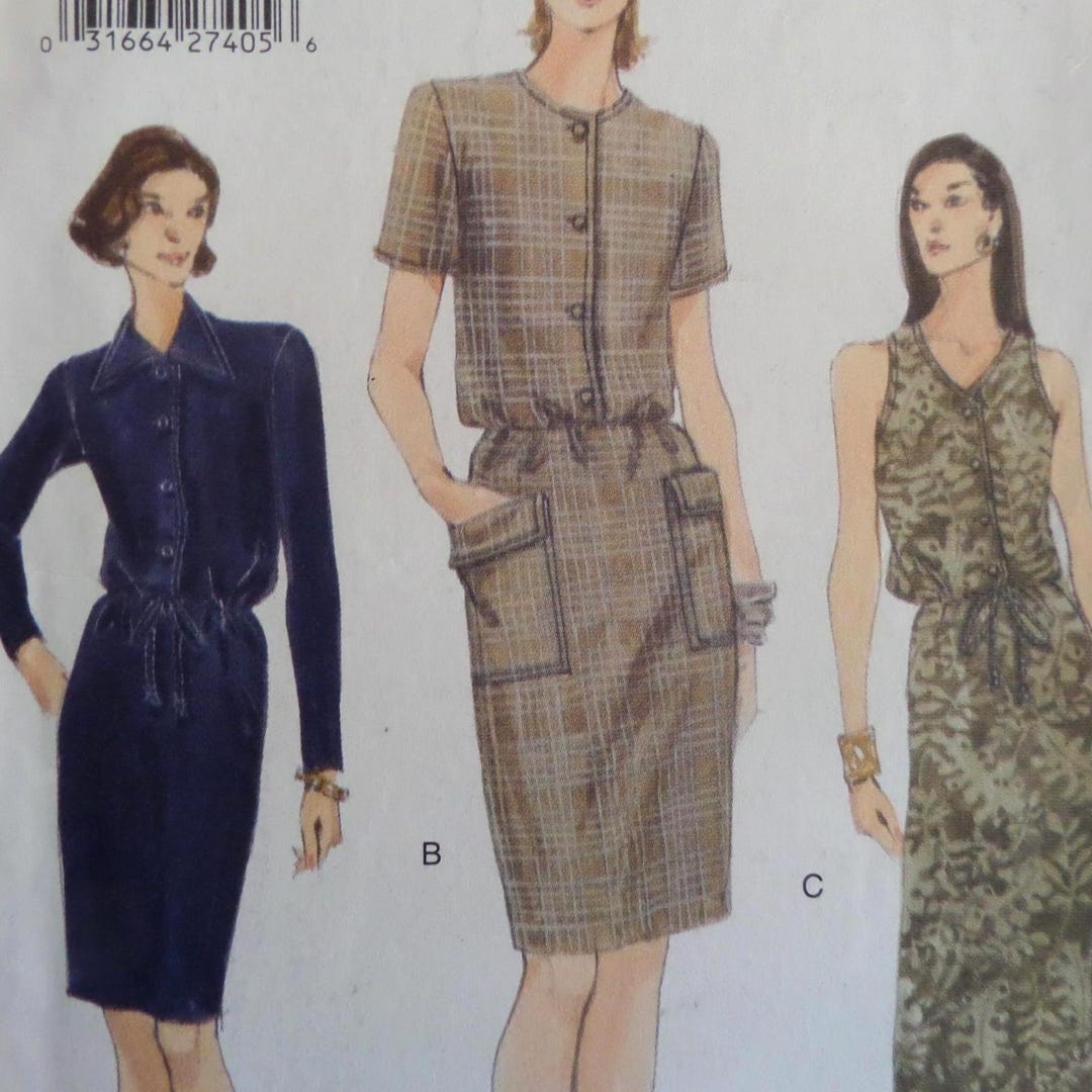 BLOUSON DRESS Pattern • Vogue 9816 • Miss 20-24 • Elastic Waist ...