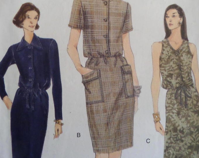 BLOUSON DRESS Pattern • Vogue 9816 • Miss 20-24 • Elastic Waist ...