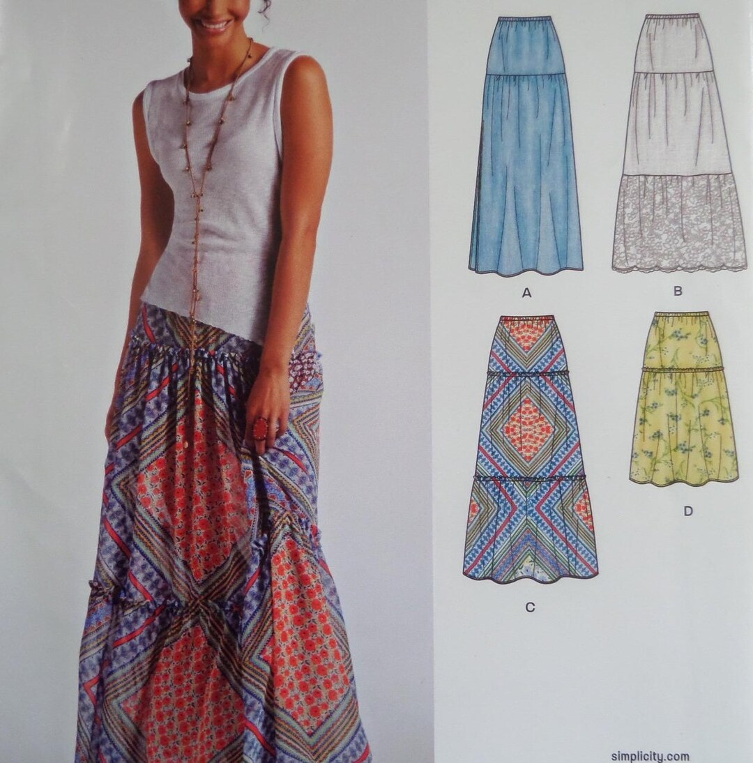 TIERED SKIRT Pattern • New Look 0601 • Miss 6-18 • New Look 6516 • Pull ...
