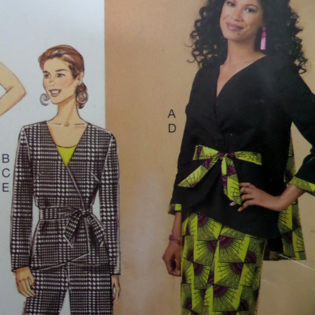 BELTED WRAP JACKET Pattern Butterick 10036 Miss 16-24 Yoked Top Dart ...
