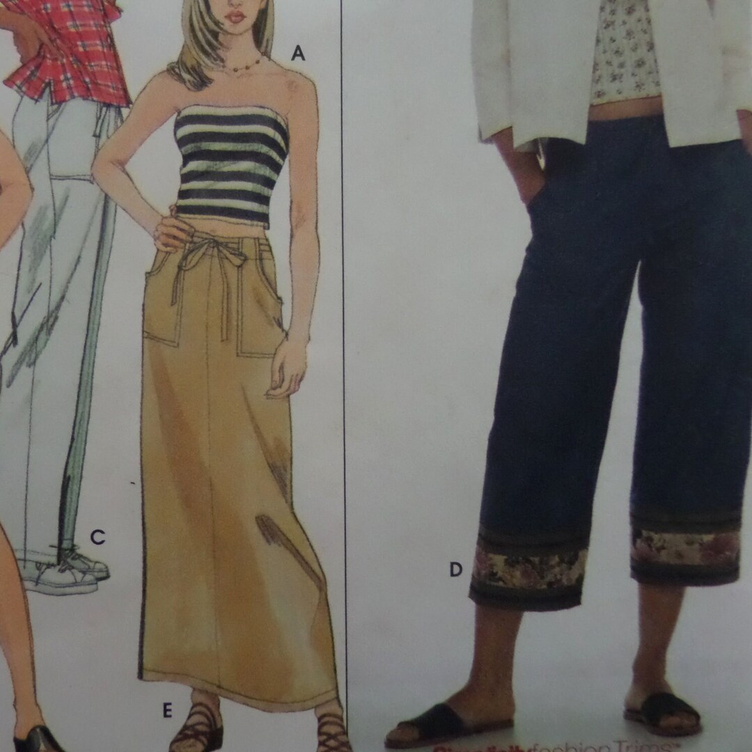 CROP PANTS Pattern Simplicity 9053 Miss 14-20 A Line Skirts Strapless ...