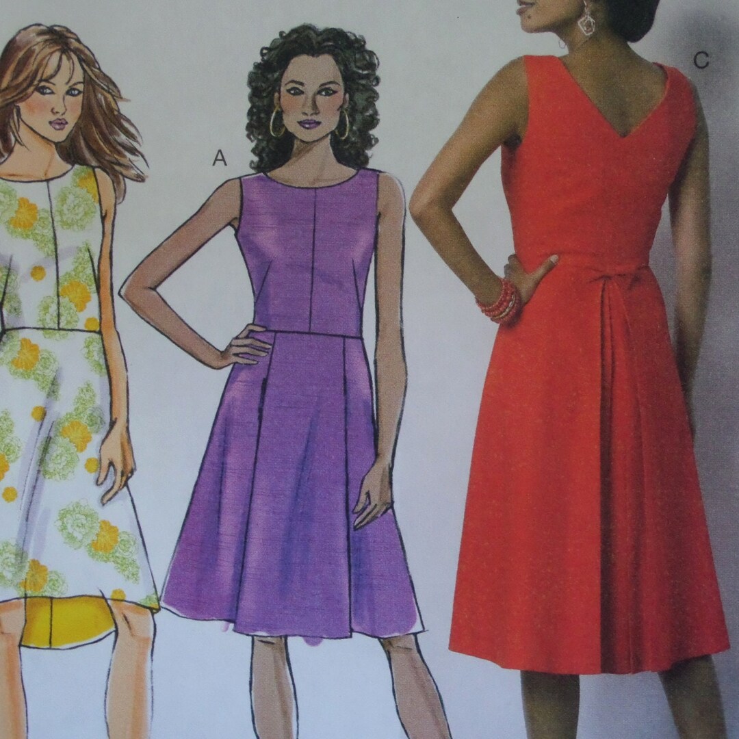 BACK PLEATED DRESS Pattern Butterick 6016 Miss 6-14 V Back Dress Shaped ...
