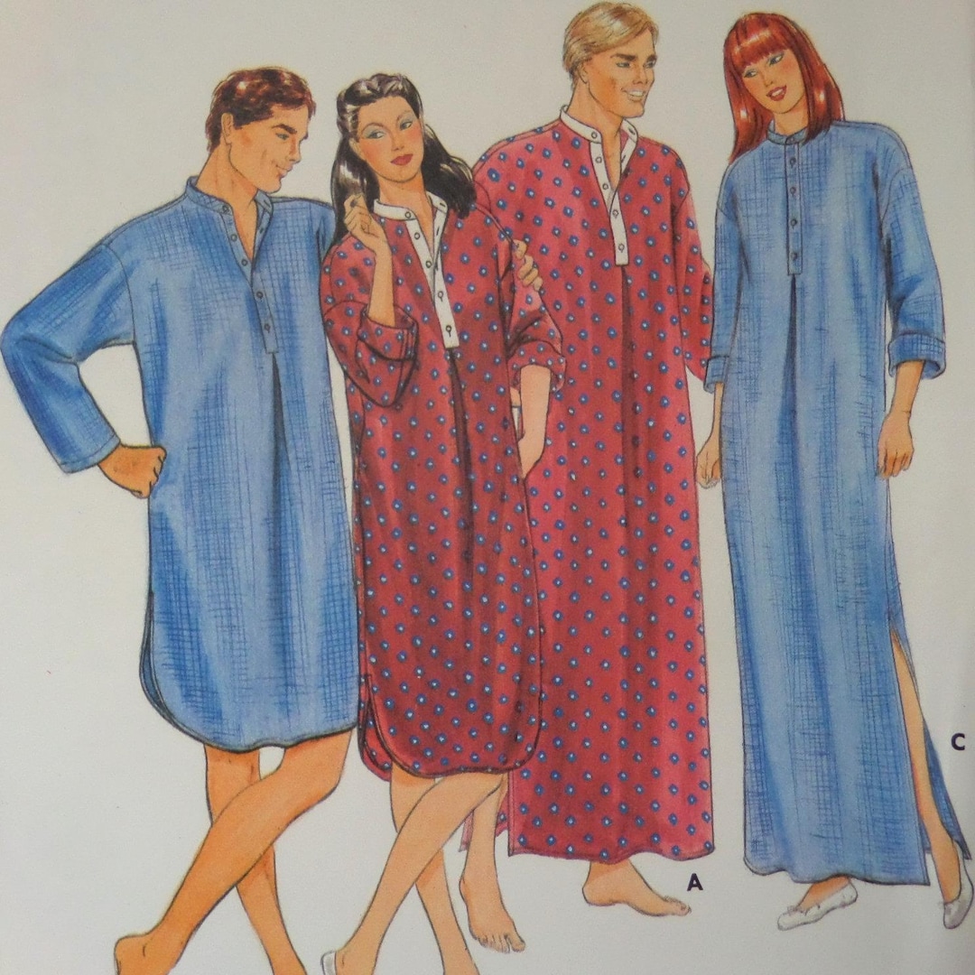 PULLOVER NIGHTSHIRT Pattern • Butterick 4138 • Unisex Adult XS • Loose ...