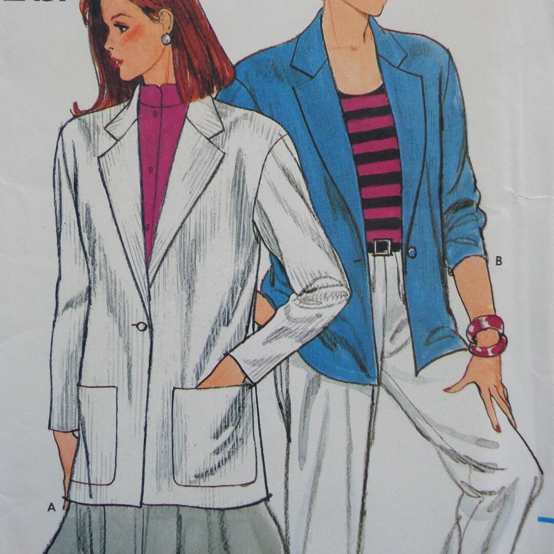 LOOSE FIT JACKET Pattern Butterick 4757 Miss 14-18 Notch Collar Button ...