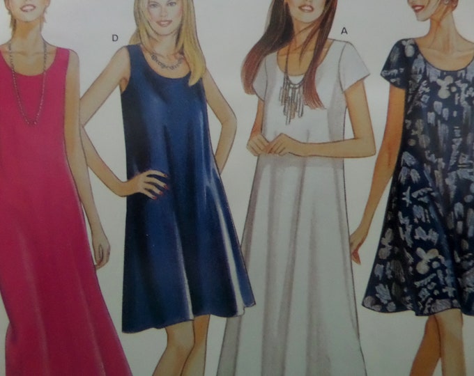 TENT STYLE DRESS Pattern New Look 6352 Miss 8-18 Pullover Dress Flared ...