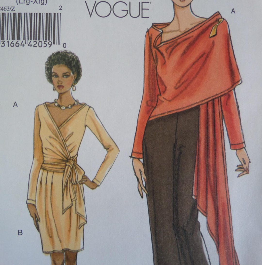 WRAP JACKET Pattern Vogue 8463 Miss L-XL Draped Jacket Pleated Skirt ...