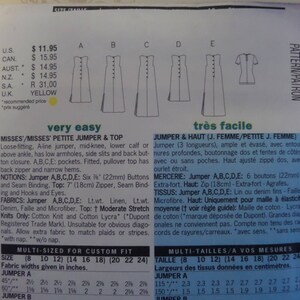 A LINE JUMPER Pattern • Butterick 5926 • Miss Sizes • Pullover Top ...