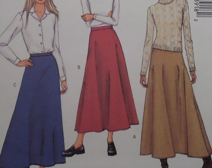 FLARE SKIRT Pattern Butterick 3262 Miss 20-24 A Line Midi Length Side ...