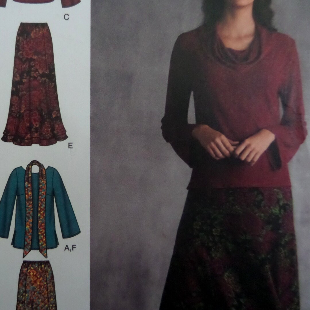 Simplicity 3568 Sewing Pattern: Cowl Neck Top, Tiered Skirt (miss 10-18 ...