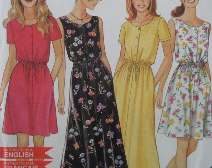 BLOUSON DRESS Pattern • New Look 6653 • Miss 10-22 • Button Dress ...
