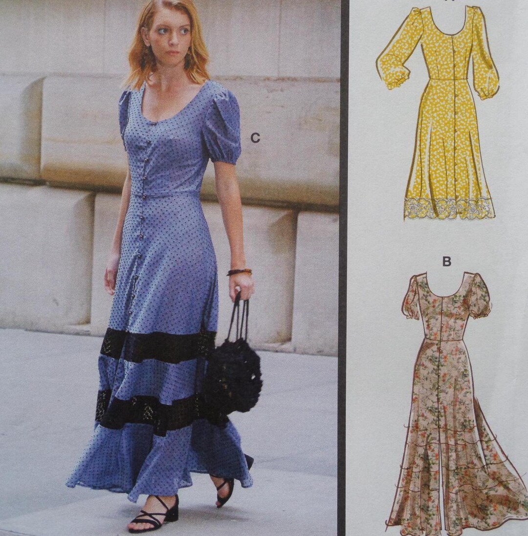 FIT FLARE Pattern Mccalls 8033 Miss 14-22 Button Front Scoop Neck Dress ...