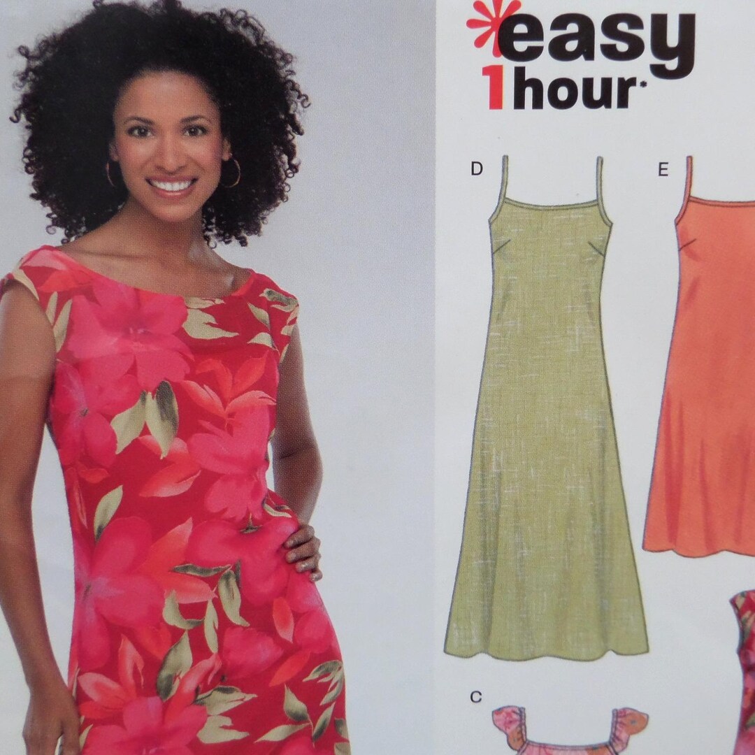 SLIP DRESS Pattern • New Look 6347 • Miss 10-22 • Cap Sleeve Dress ...