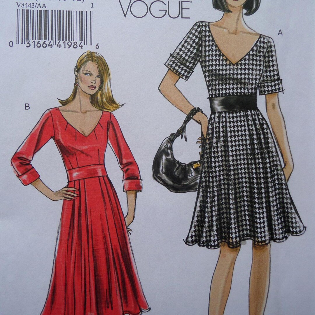 MIDRIFF DRESS Pattern Vogue 8443 Miss 6-14 Fit Flare Dress Dart Fit ...
