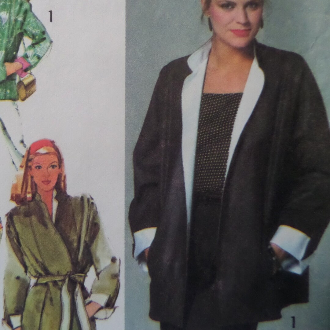 REVERSIBLE COAT Pattern Simplicity 9315 Miss Sizes Kimono Sleeve Open ...