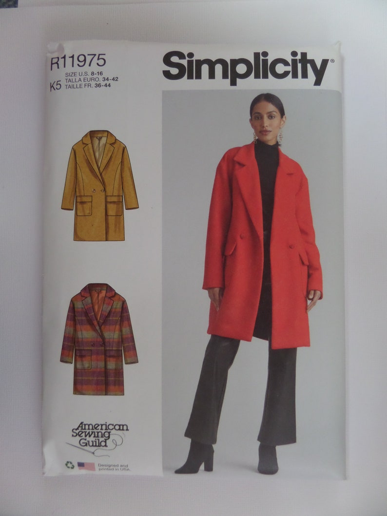 Lined Coat Pattern: Simplicity 11975 | 9854, Miss Sizes, Uncut, Lined ...