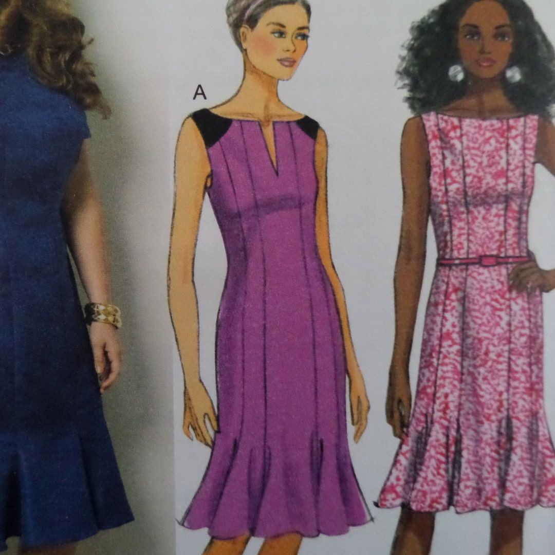 SEMI FIT DRESS Pattern Butterick 6032 Miss 8-16 Sleeveless Dress Flared ...