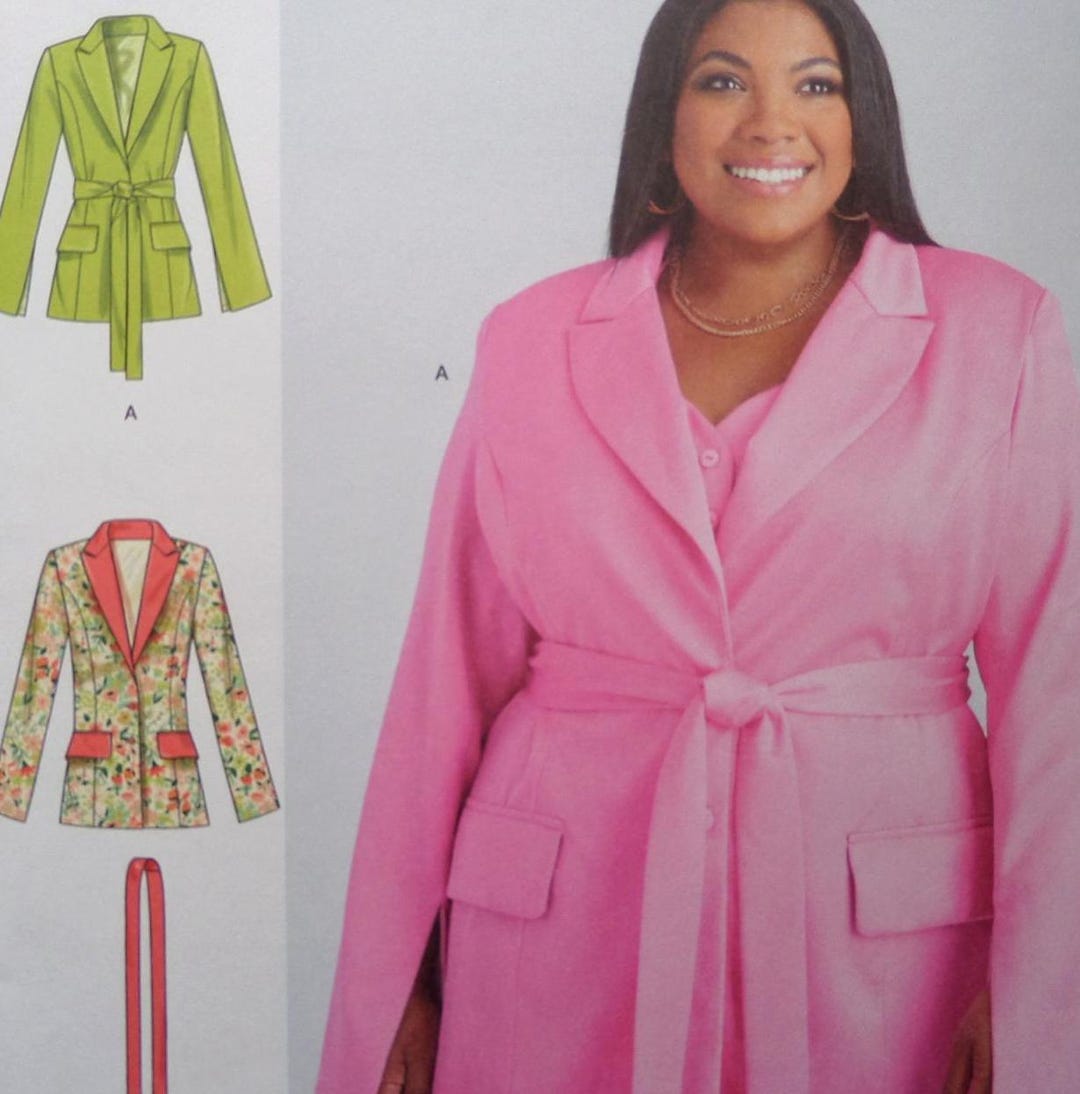 PRINCESS SEAM JACKET Pattern Simplicity 9688 Womens Sizes Tie Belt ...