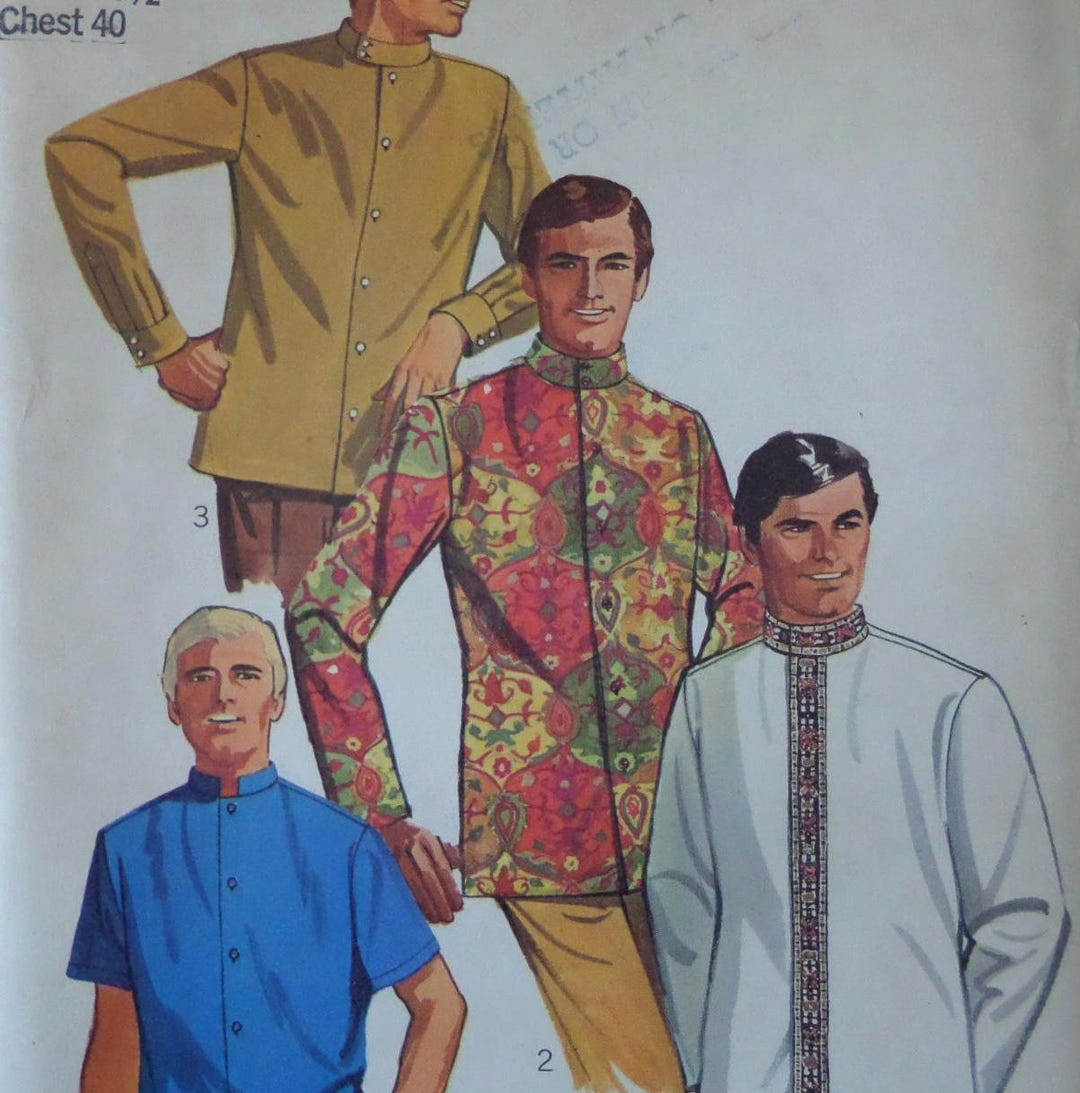 GURU SHIRT Pattern Simplicity 8006 Mens 40 Meditation Shirt 1968 ...