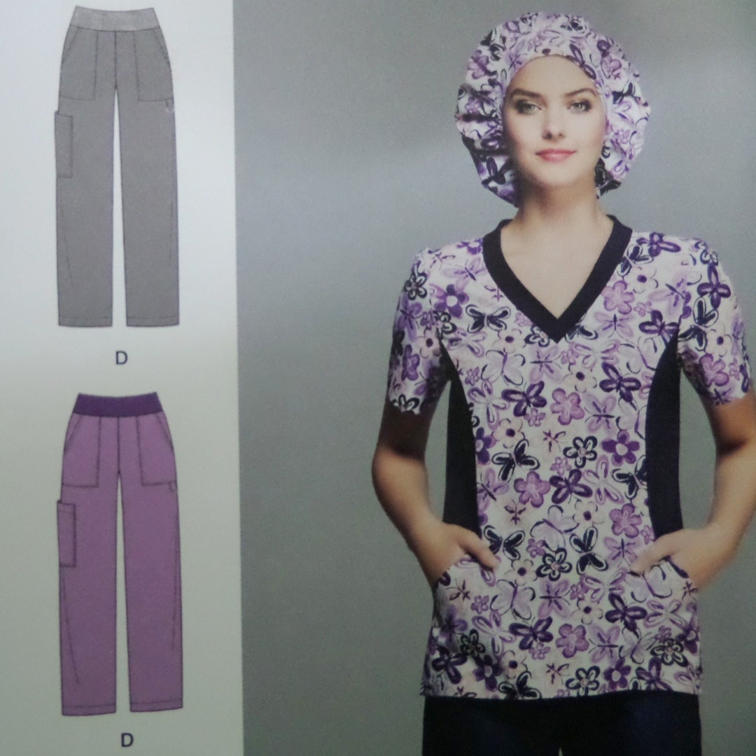 SCRUB PANTS Pattern Simplicity 1020 Womens 20W-28W Medical Scrubs Scrub Tops Womens Patterns ...