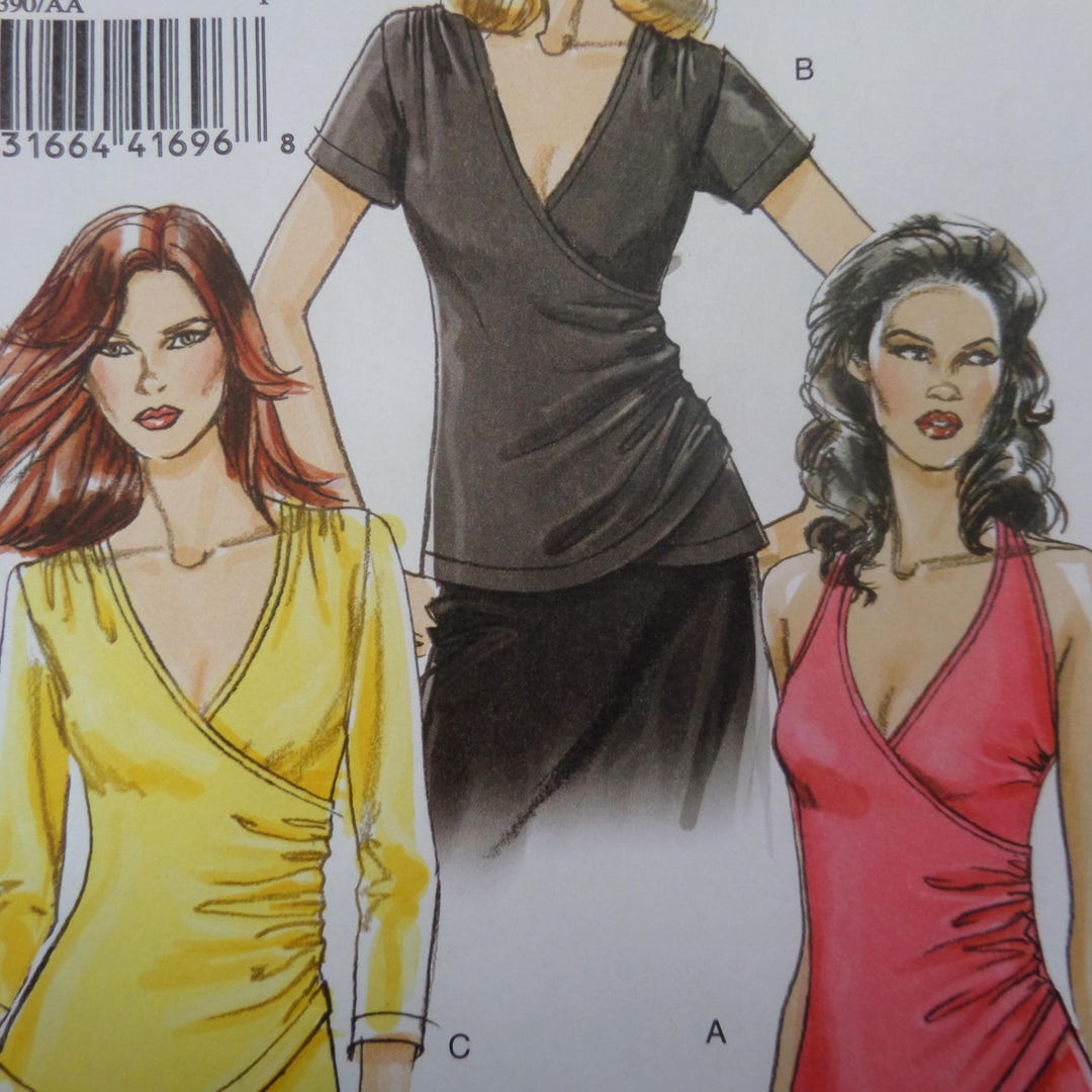 Halter Top Pattern: Vogue 8390, Miss Sizes, Uncut, Wrap Front, Pullover ...