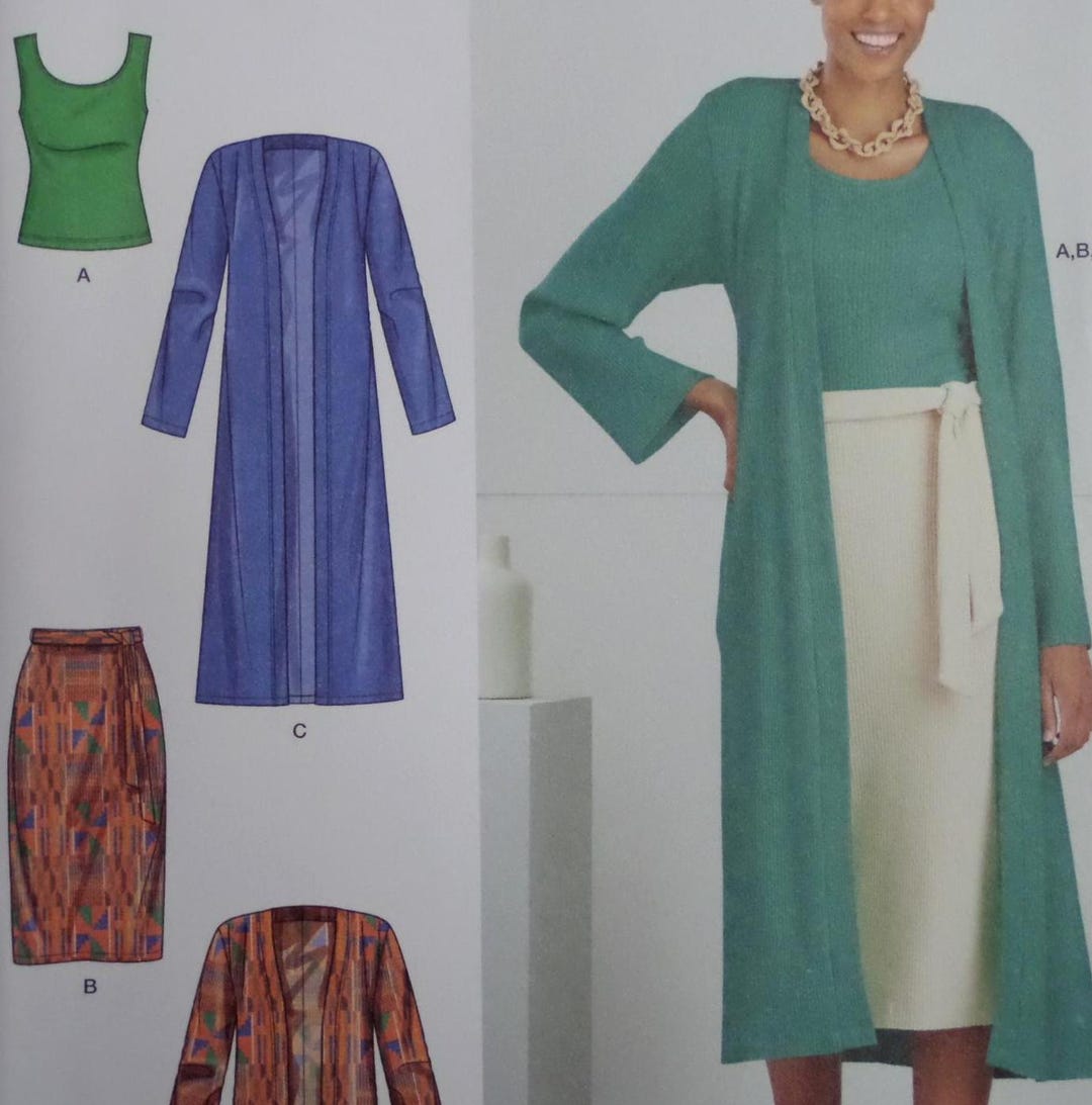 LONG DUSTER CARDIGAN Pattern Simplicity 9716 Miss 4-12 Knit Top Side ...