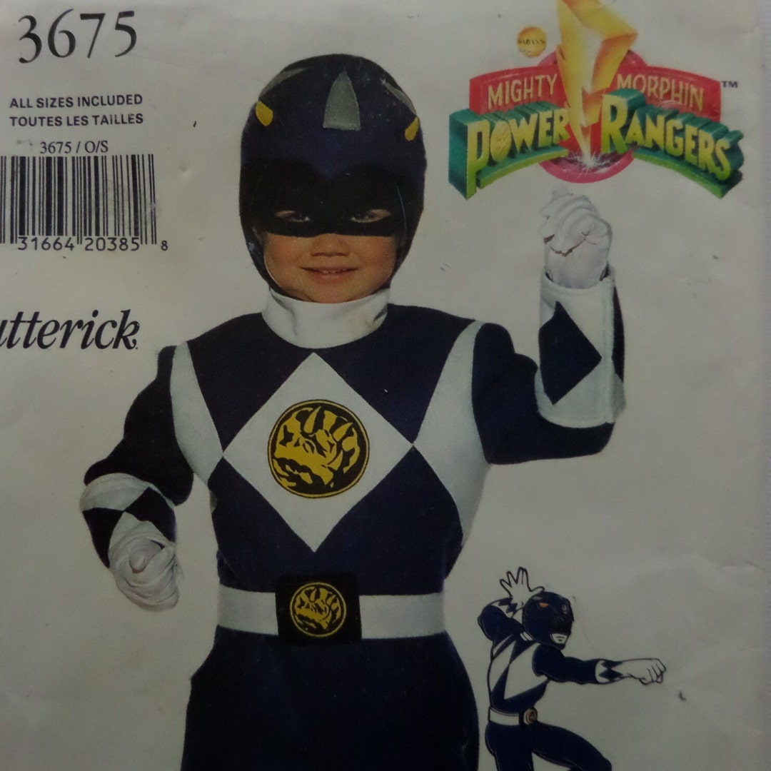 POWER RANGER Costume Pattern Butterick 3675 Child XS-L Billy Blue ...
