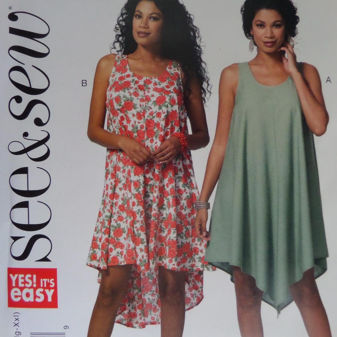 TENT DRESS Pattern • Butterick 6436 • Miss Xs-xxl • Loose Fit Dress ...