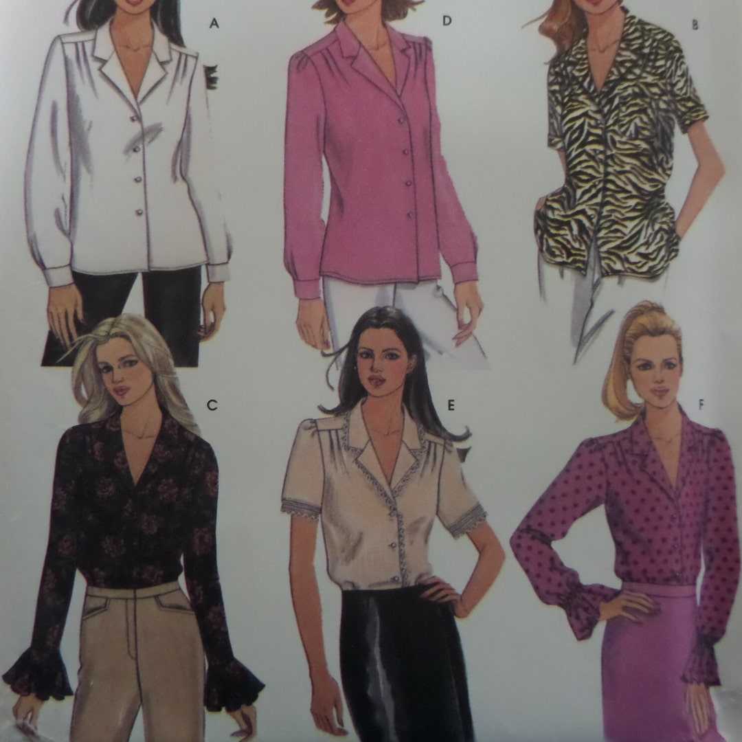 FLOUNCE SLEEVE BLOUSE Pattern Simplicity 5801 Miss 8-14 Button Front ...