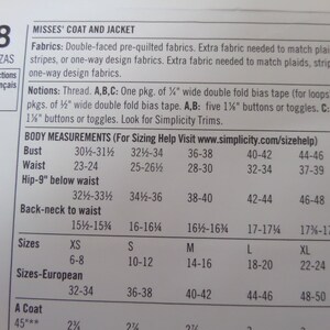 QUILTED COAT Pattern • Simplicity 8298• Miss Xs-xl • Hooded Jacket ...