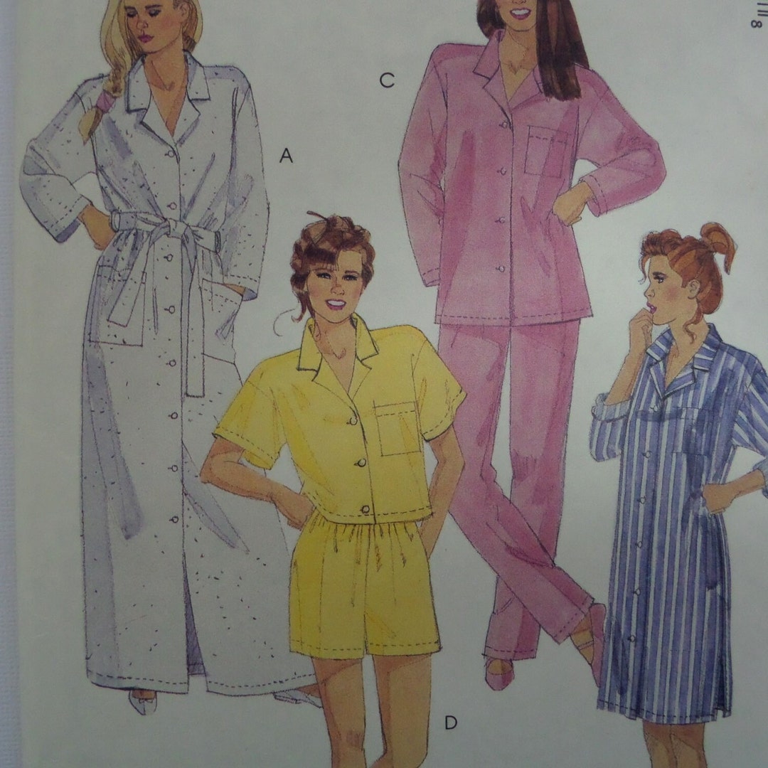 Mccalls 5114 BUTTON NIGHTSHIRT Pattern Miss M 14-16 Pajamas Long Belted ...