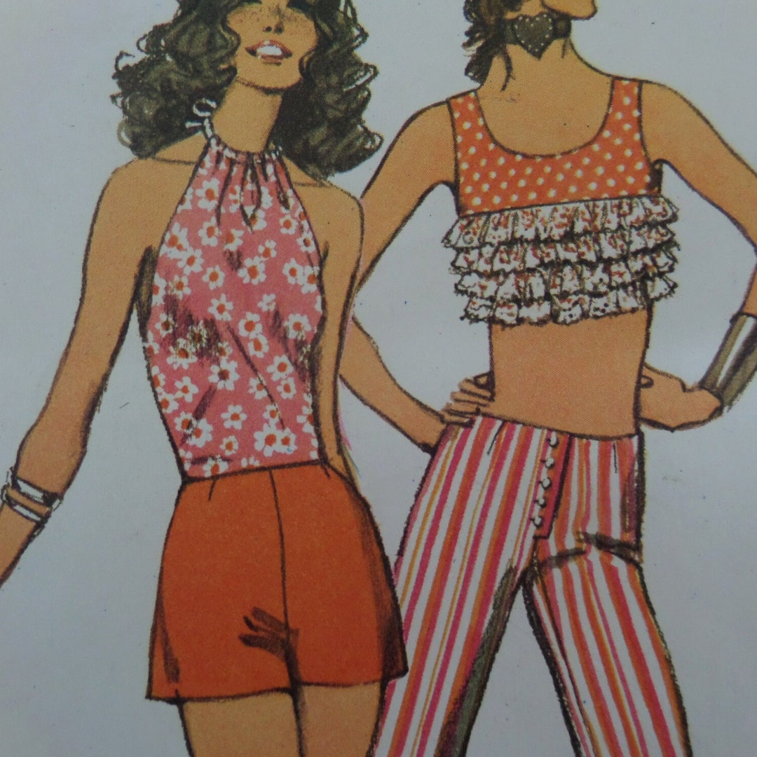 HIP HUGGER PANTS Pattern Simplicity 9409 Miss 12 Halter Top Midriff Top ...