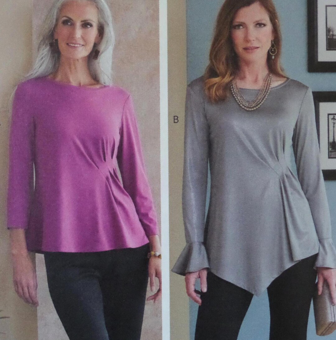 PLEATED TOP Pattern Butterick 6788 Miss XS-M Pullover Top Flounced ...