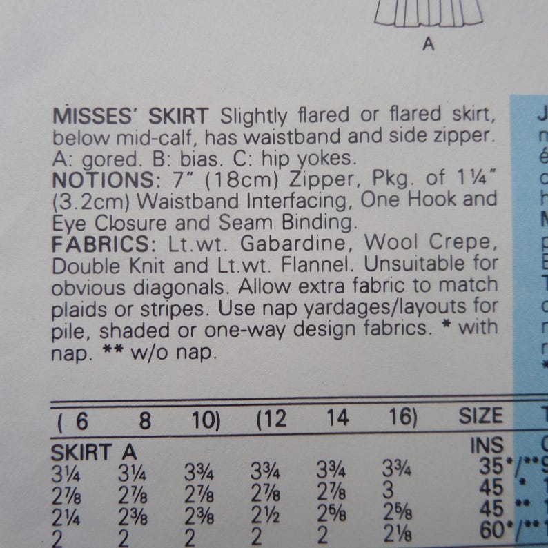 Godet Skirt Pattern: Butterick 3472, Miss 6-10, Uncut, Flared, Side Zip ...