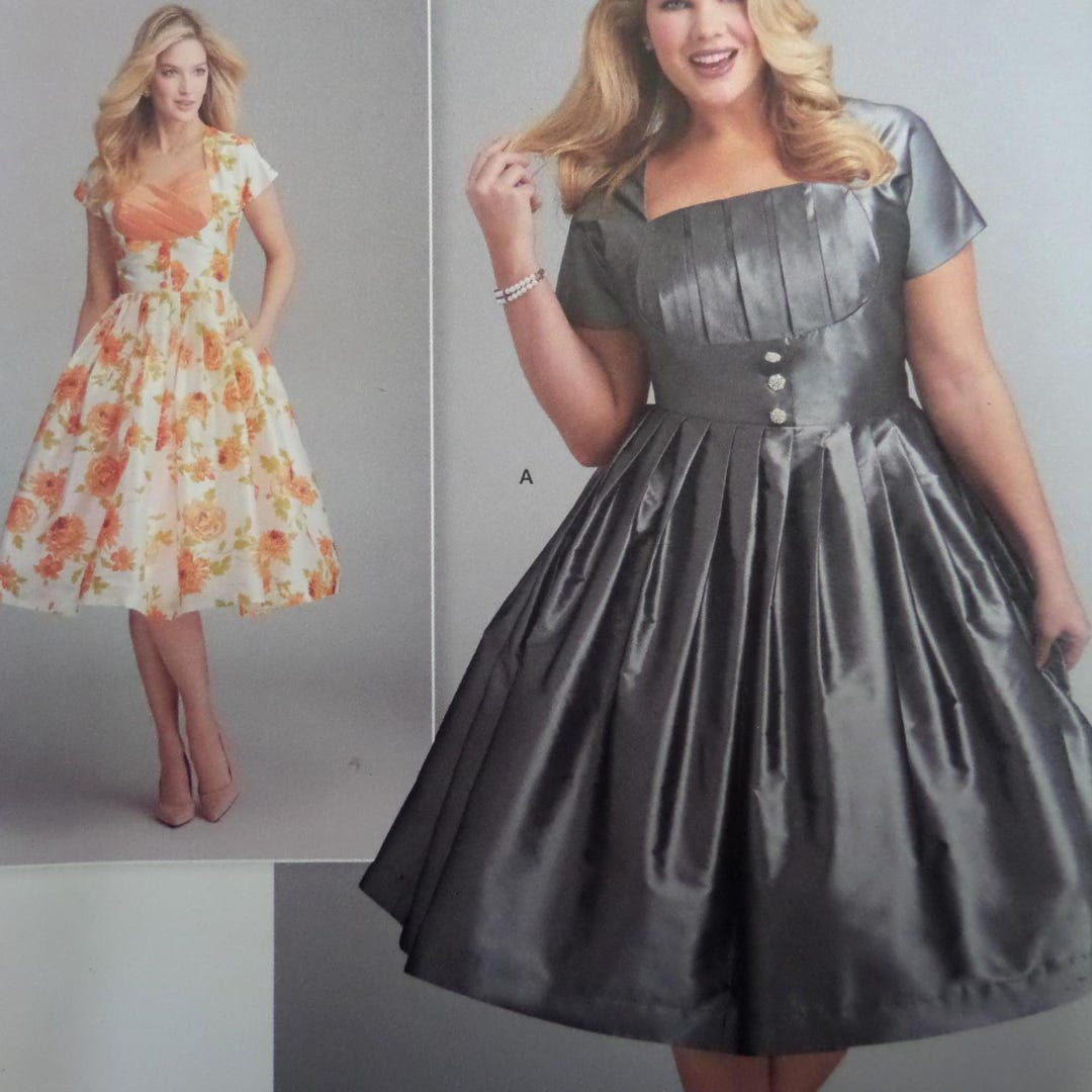 FIT FLARE DRESS Pattern • Simplicity 8439 • Womens 20W-28W • Pleated ...