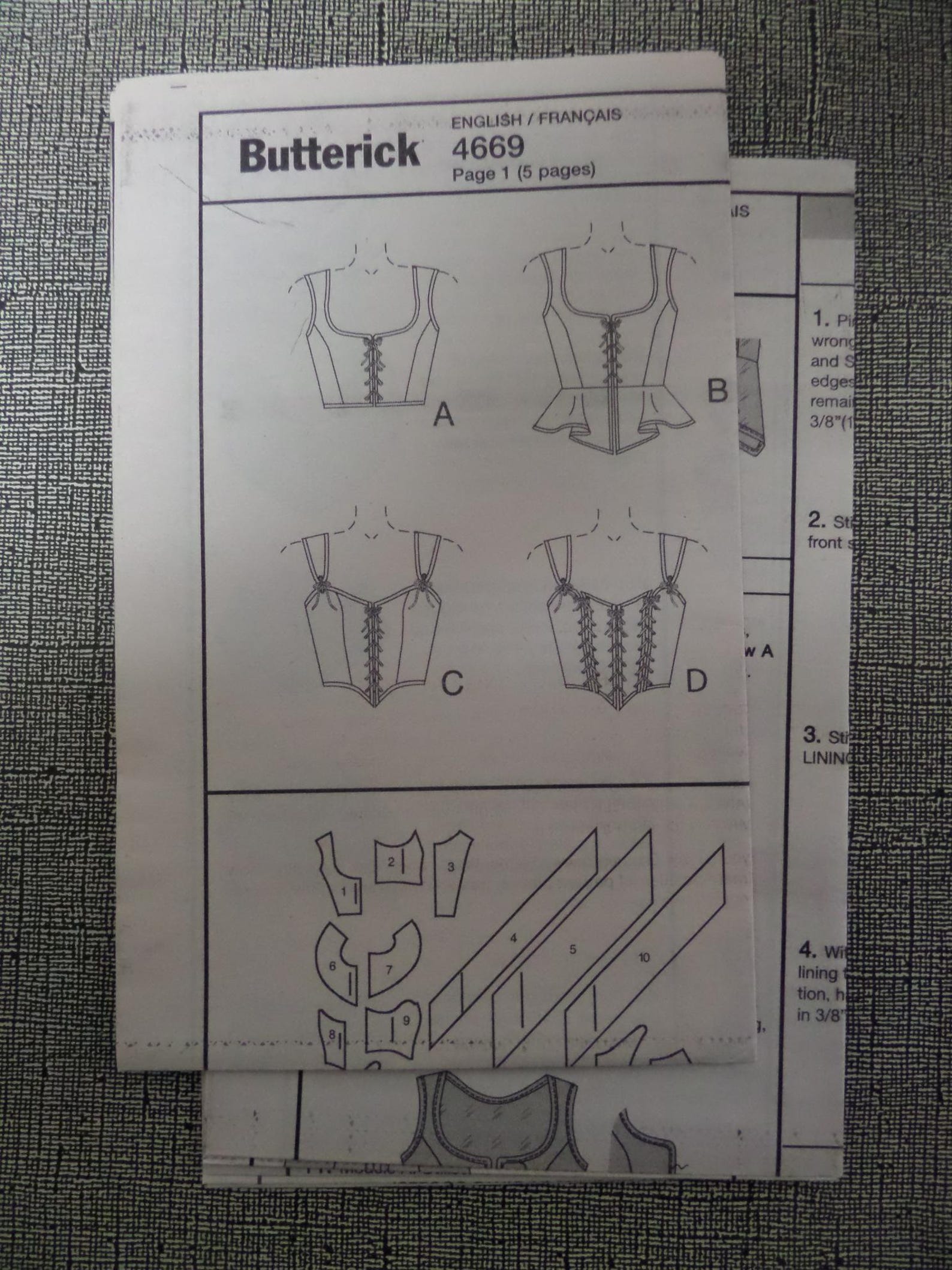 Peplum Corset Sewing Pattern: Butterick 4669, Miss Sizes, Historical ...