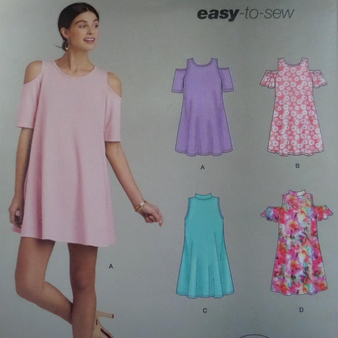 TRAPEZE DRESS Pattern Simplicity 8383 Miss 6-14 Knit Dress Cold ...