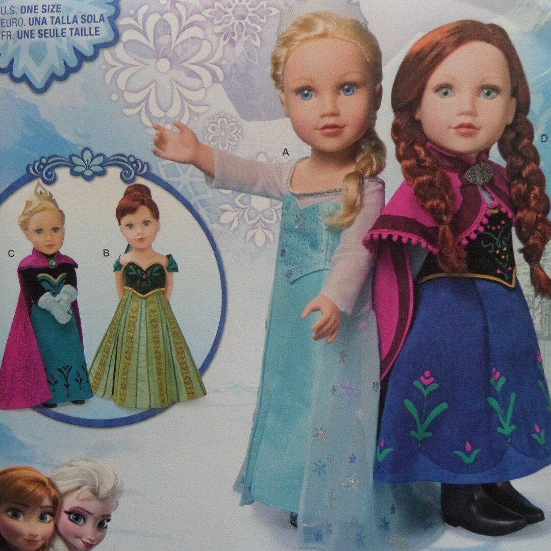 DOLL CLOTHES Pattern Simplicity 1217 18 Inch Doll Outfit Frozen Dress ...