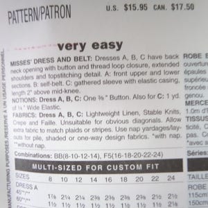 BELTED DRESS Pattern • Butterick 5211 • Miss 16-24 • Pullover Dress ...