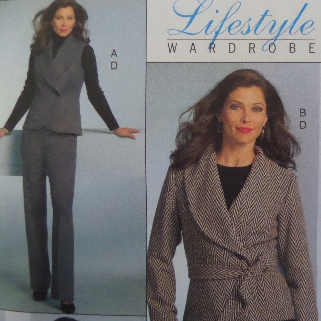 SHAWL COLLAR JACKET Pattern Butterick 5257 Miss 16-24 Straight Leg ...